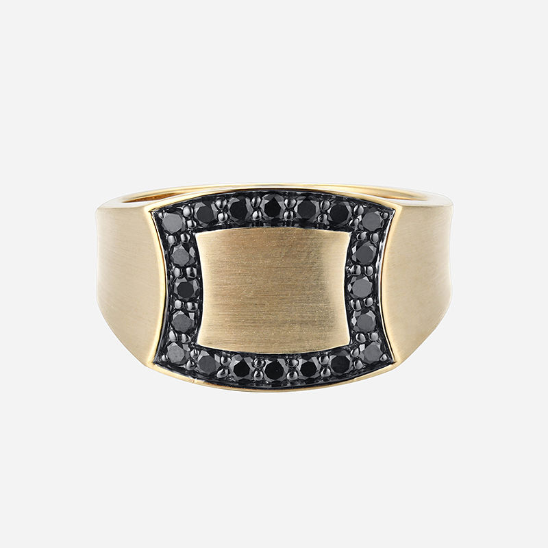 14K YELLOW GOLD WITH BLACK DIAMOND RING-PETER LAM JEWELLERY LTD.